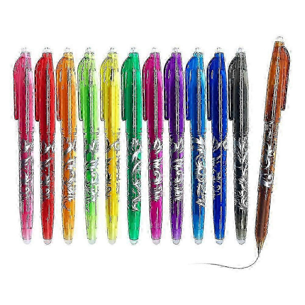 12 st Värmeraderbara Gelpennor För Tyg, 0,5 mm Fin Spets Rullbollspenna ...