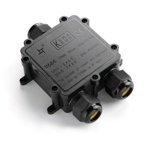 Vattentät utomhus skarvdosa, 1 in 2 uttag skarvdosa, ledningsanslutning ...