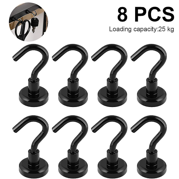 8 st magnetiska krokar, kraftiga magneter med krok för kylskåp ...