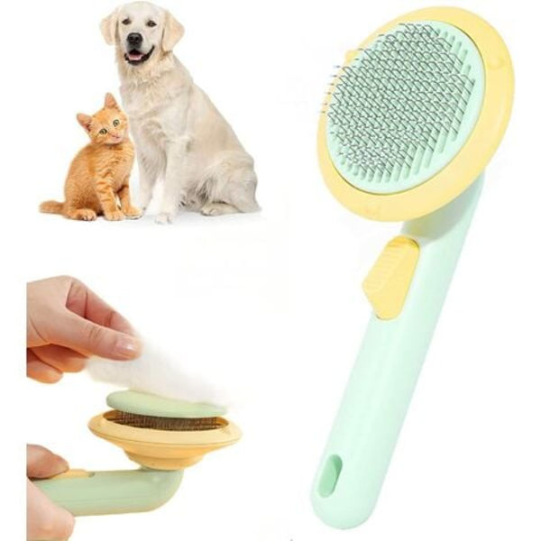 Hund- och kattborste, självrengörande borste för döda hår, effektiv borttagning av upp till 95 % ...
