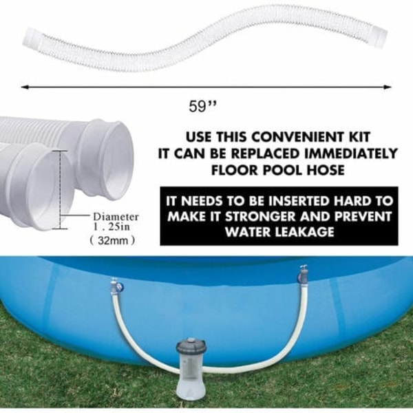 2 kpl Premium PVC-altaan vaihtosuodatinletku, 1,25 x 59 tuumaa teipillä ...