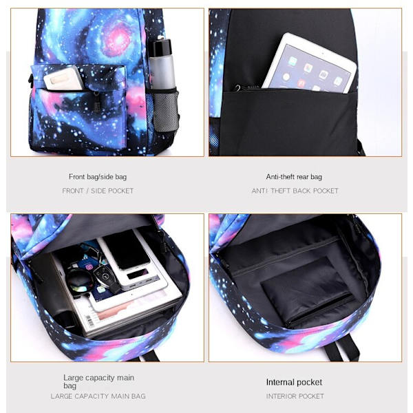 CR7C Luo ungdom mode ryggsäck Starry Sky Grey 4 tre delar set | Fyndiq