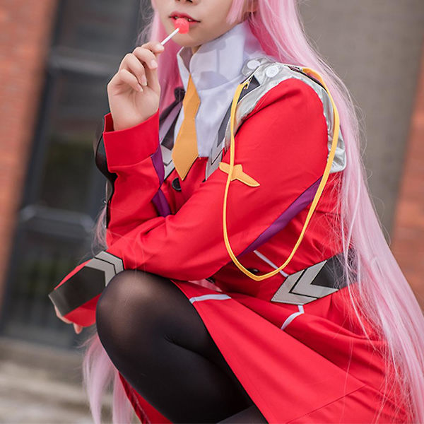 Darling In The Franxx Zero Two Cosplay Party Kostym Uniform Kvinnor Röd ...