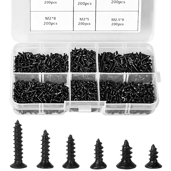M2 M2.5 Skruer, Forsænkede Hovedskruer, Krydsflade Hovedselvskærende ...