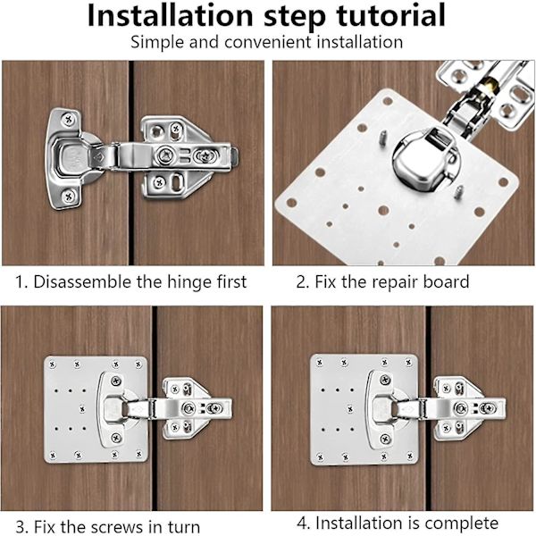 10-pack gångjärn reparationsplatta med skruvar, rostfritt stål gångjärn reparationsplatta kit ...