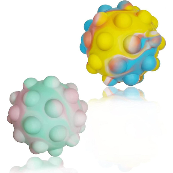 2 stk. Pop Stressbolde Fidget Legetøj, 3d Silikone Squeeze Bubbles ...