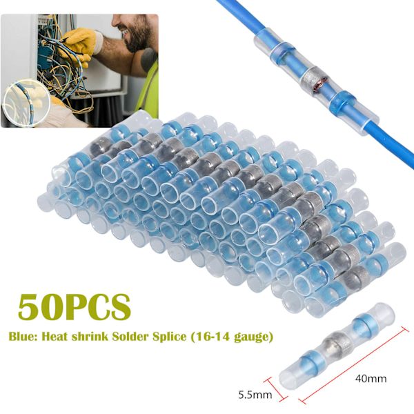 50 stk. loddeforbindelsestrådsstik, krympemuffe, vandtæt, isoleret ...