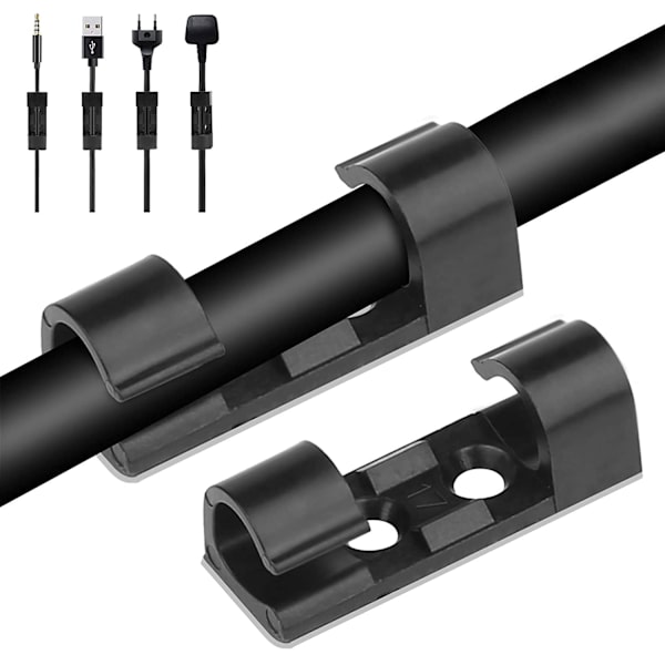 60-pak stærke selvklæbende kabelklemmer, montering af runde plastik ...