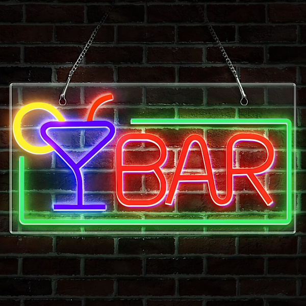Neon LED Deko, BAR Ljusskylt, 42×22×2CM Neon Ljus Bar LED Skylt med USB ...