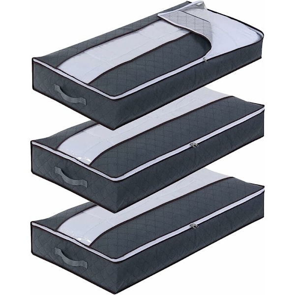 Sett med 3 oppbevaringsposer under sengen, stor sammenleggbar ...