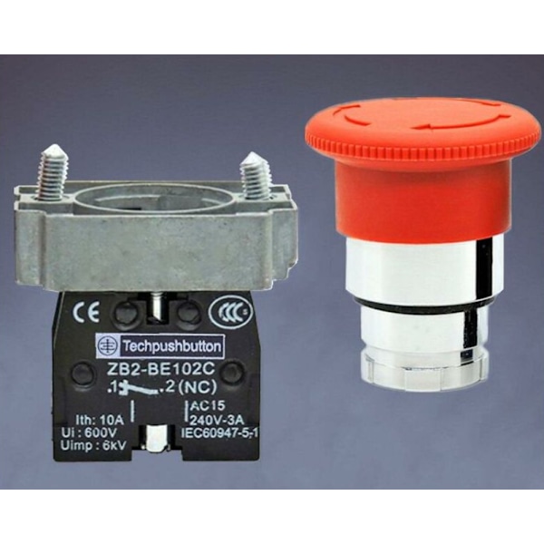 Tryckknapp för nödstopp 22mm 1NC 400V 10A med svamplås 40mm | Fyndiq