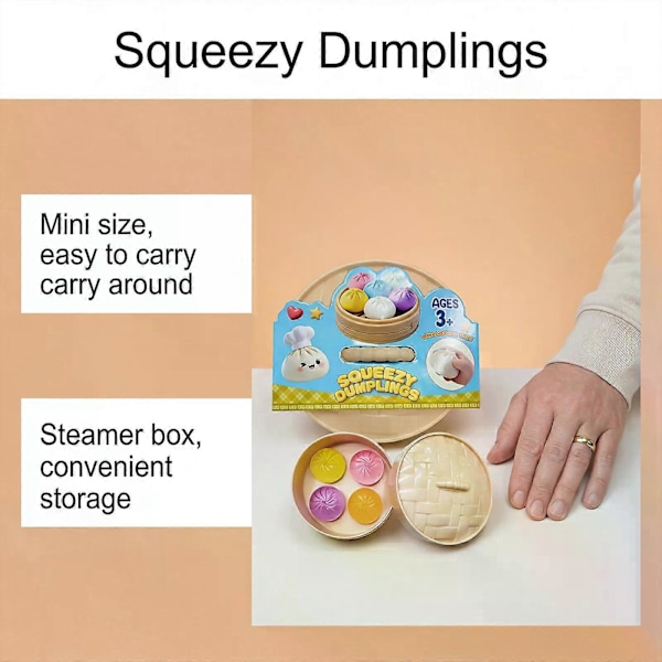 Squeezy Dumplings Squishy Leksaker, 4 st Färgglada Mjuka Långsamt ...