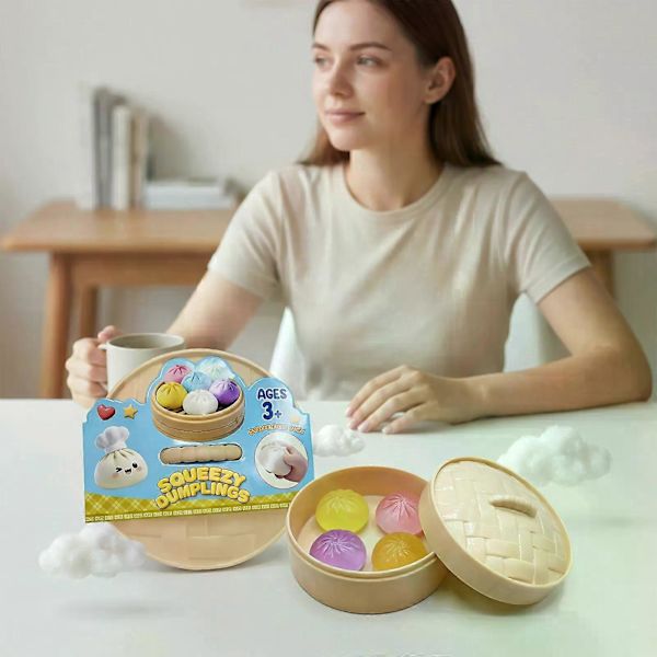 Squeezy Dumplings Squishy Leksaker, 4 st Färgglada Mjuka Långsamt ...