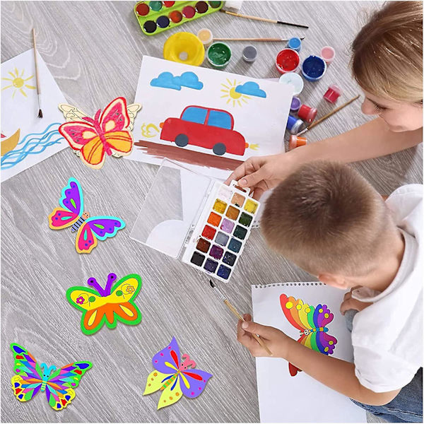 28 KPL Perhosia DIY Puinen Käsityö Pieniä Puupaloja 3 KPL Poraus ja Liimaus Lapset Raaka Puinen ...