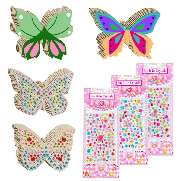 28 KPL Perhosia DIY Puinen Käsityö Pieniä Puupaloja 3 KPL Poraus ja Liimaus Lapset Raaka Puinen ...