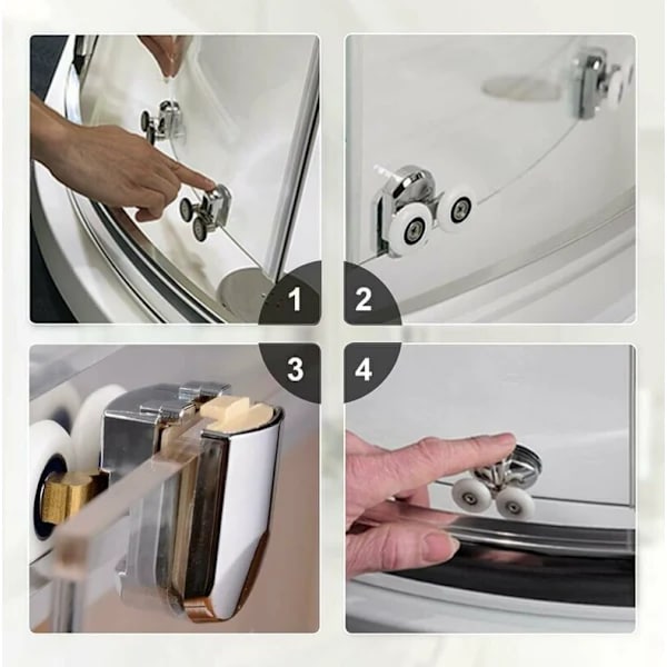 |NN| Set med 4 Dubbla Rullar - för Skjutbara Duschdörrar, 2 Hjul 23mm ...