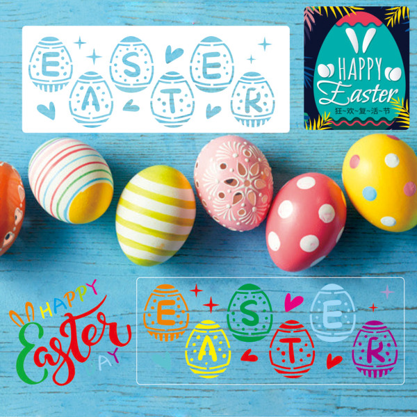 12-pack glad påsk-tema målning schabloner Återanvändbara ritmallar ihåliga för DIY-älskare Barn ...