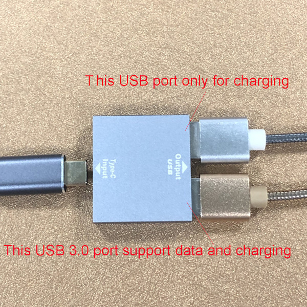 Mini aluminiumlegering Dubbel USB hona till typ c hona Adapter Typ-c ...