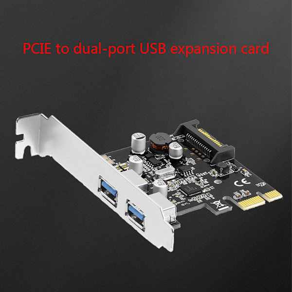 USB 3.0 PCI för Express PCIE USB3.0-kortadapter 5Gbps PCI-E 2-portar Expansionskort SATA Power ...