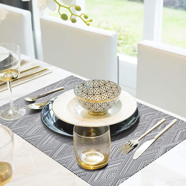 Värmebeständiga bordsunderlägg, set om 6, tvättbara PVC-platsmattor för ...