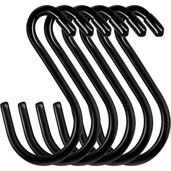 S-krokar 12-pack 15 cm Max belastning 30 kg Svart rostfritt stål Krokar ...