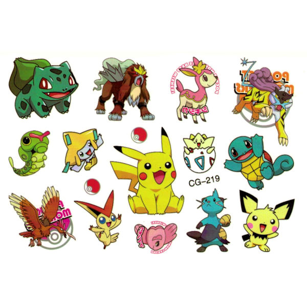 Pokemon 14 kpl lastentatuointi tatuointi pokémon pikachu | 10 | Fyndiq