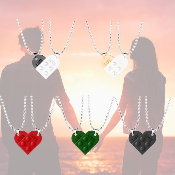 Alla hjärtans dag Halsband Tegel Hjärta Halsband Set Par BFF Hans ... Alla hjärtans dag Halsband Tegel Hjärta Halsband Set Par BFF Hans ...