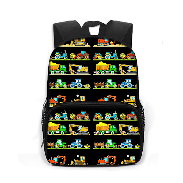 Tegneserie brannbil bil gravemaskin traktor ryggsekk barnehage ...