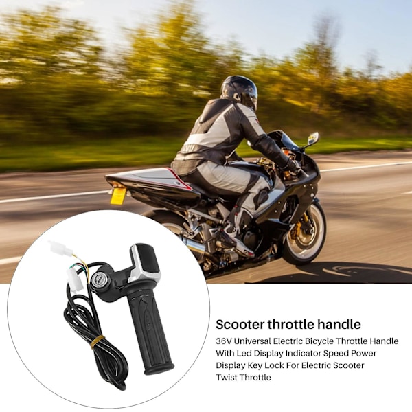 36V Universaali Sähköpyörän Kaasukahva LED-näytöllä, Indikaattorinopeusnäytöllä ja Avainlukolla ...