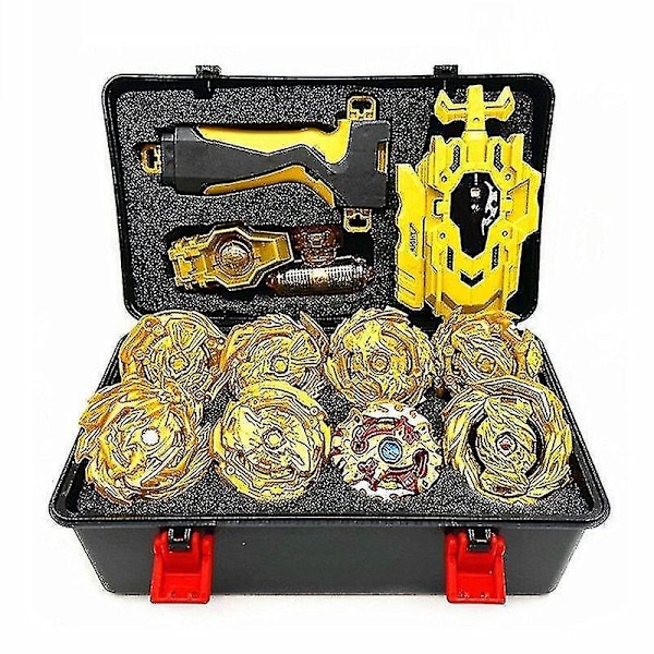8pc Beyblade Gold Takara Burst Set Spinning With Grip Launcher Portable ...