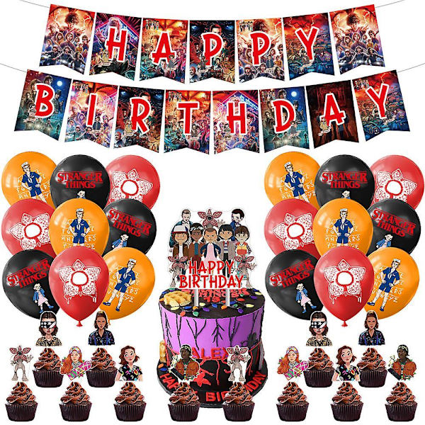 Cartoon Stranger Things Theme Birthday Party Decoration Supplies ...
