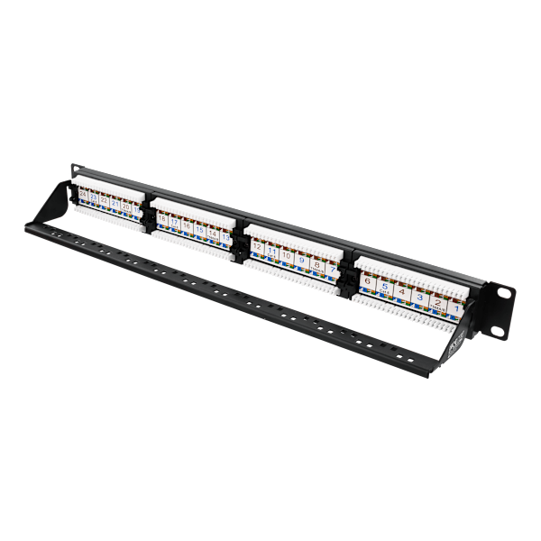 UTP patch panel 24xRJ45 Cat6 krone terminal 1U 19" black | Fyndiq