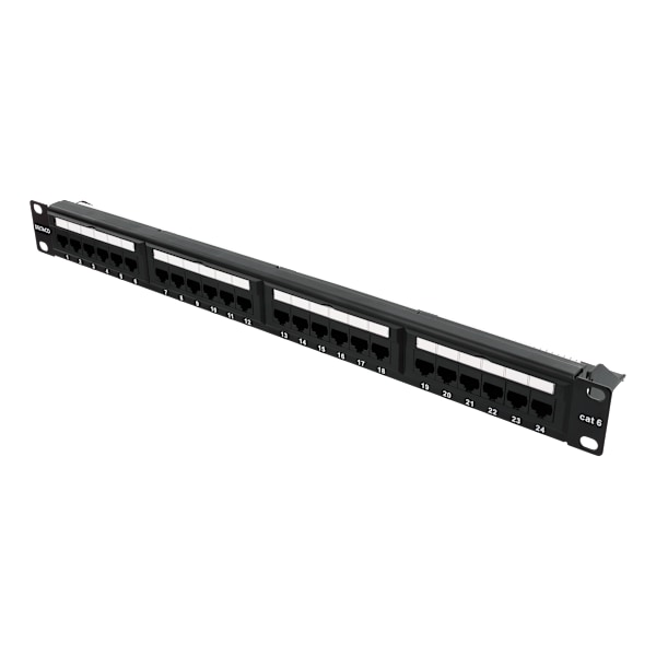 UTP patch panel 24xRJ45 Cat6 krone terminal 1U 19" black | Fyndiq