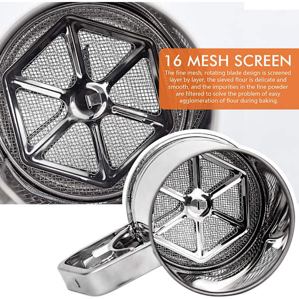 Stainless Steel Flour Strainer with One-Hand Flour Strainer Fine Mesh ...