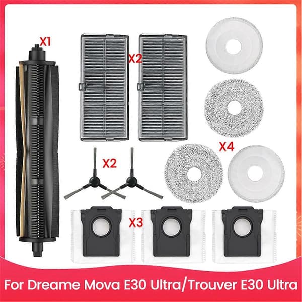 12 STK Børste Filter Støvpose Moppeklud Sæt til E30 Ultra Trouver E30 ...
