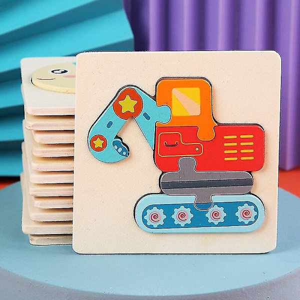 3d färg trä pussel barns pedagogiska leksak Cartoon Transport 11 Cm A ...