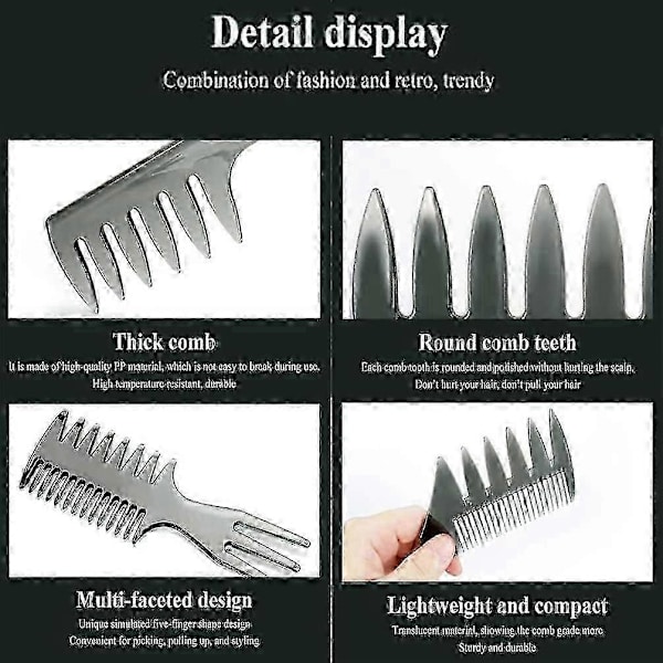 3-pack Herr Styling Kam, Svart Pompadour Kam Herrkam Bredtandad Kam Streaker Kam Afro Hår ...