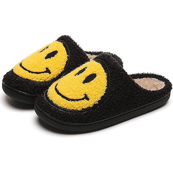 Smiley -tofflor, retromjuka, lätta hustofflor i plysch och mysiga ...
