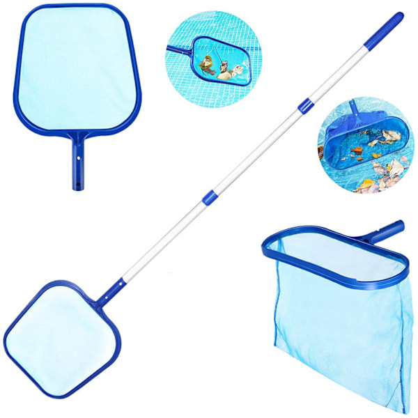 Poolnätset, poolskimmer med teleskopstång, lövnät, bottennät för swimmingpooler, spa, badtunnor ...