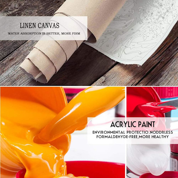 Måla efter nummer för vuxna, barn, nybörjare, DIY-kit med penslar och ...