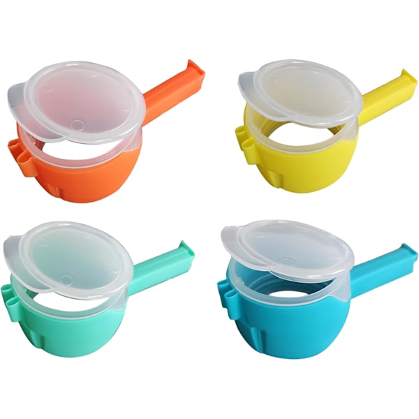 4 stk. Poseposer med Hældtud Poseclips med Dump Port Snack Chip Pose ...