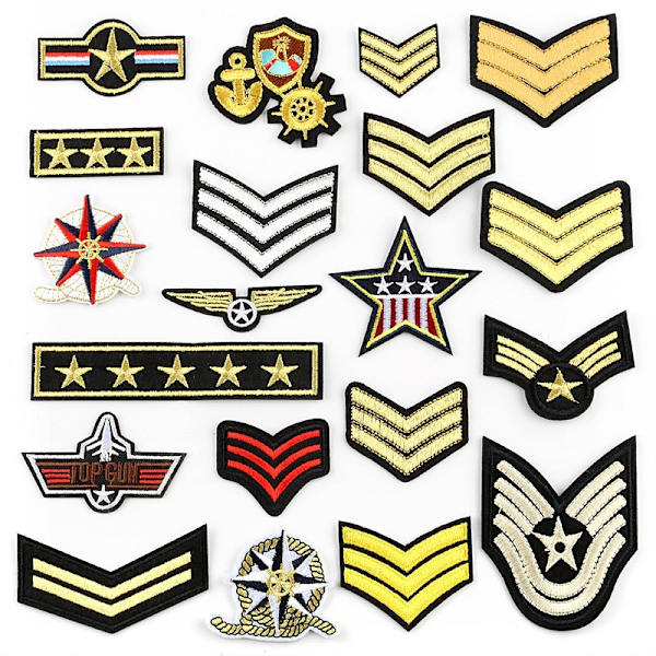 MH-Pakke med 20 US Army broderede patches - Sergeant Rank - Sy på | Fyndiq