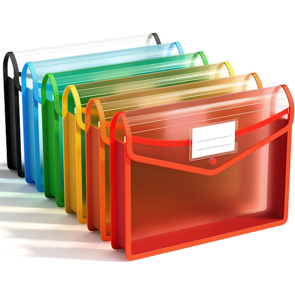 6-pack expanderande plastmappar, dokumentmappar med snäppstängning ...