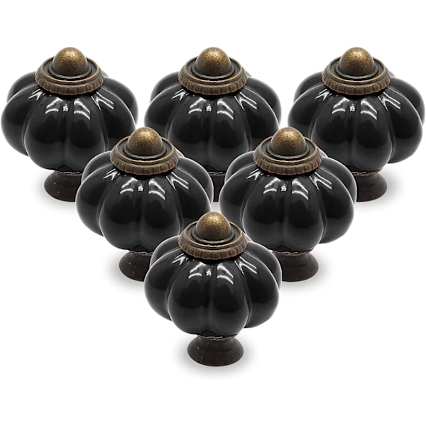 12 pakke keramiske dørknapper Sorte skuffeknopper, græskar keramiske ...