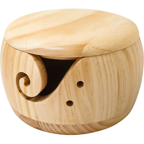 Puinen lankakulho kannella, lankakulho villalangan pidike, käsintehty ...