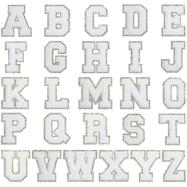 26 stycken A-z glitterlappar strykjärn på bokstäver sy på broderade ...