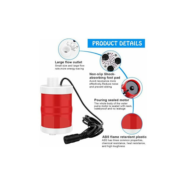 12V 20W Nedsänkbar pump Akvarium Vattenpump 700L/H Högflödespumpar ...