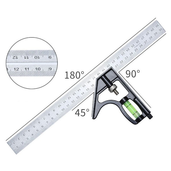 300mm Kombinationsvinkel Linjal - Metrisk - Allmän och Precision Metall ...