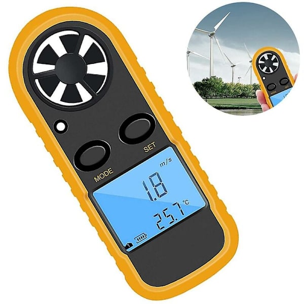 Digital Anemometer Vindhastighetsmätare LCD-mätare Handhållen Luftflödesvindmätare Termometer ...