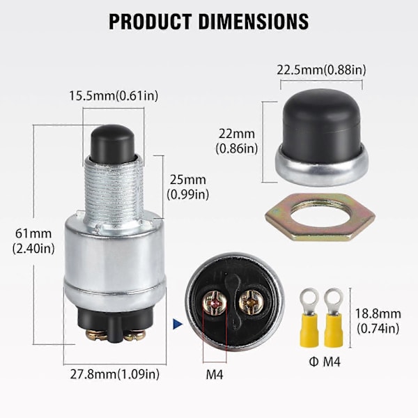 Tryckknapp Startknapp Vattentät 12V 50A för Traktor Bil Horn Motor | Fyndiq